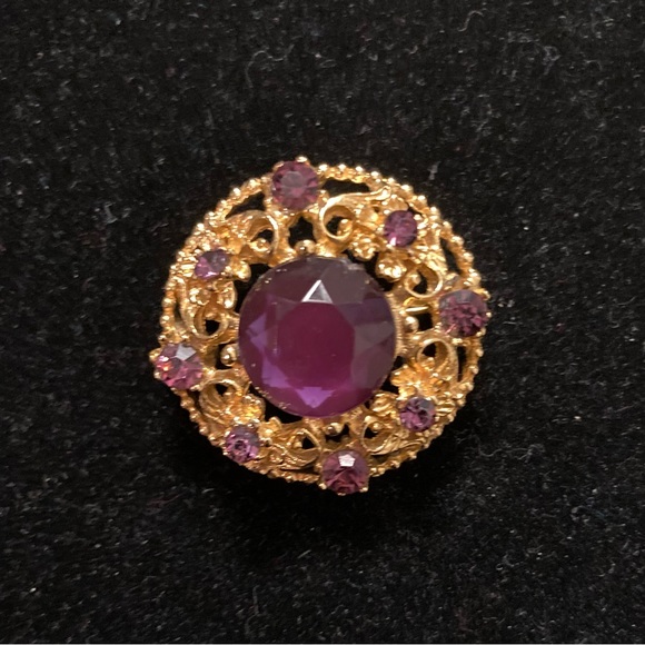 Selini | Jewelry | Vintage Selini Gold Toned Round Filigree Brooch With ...